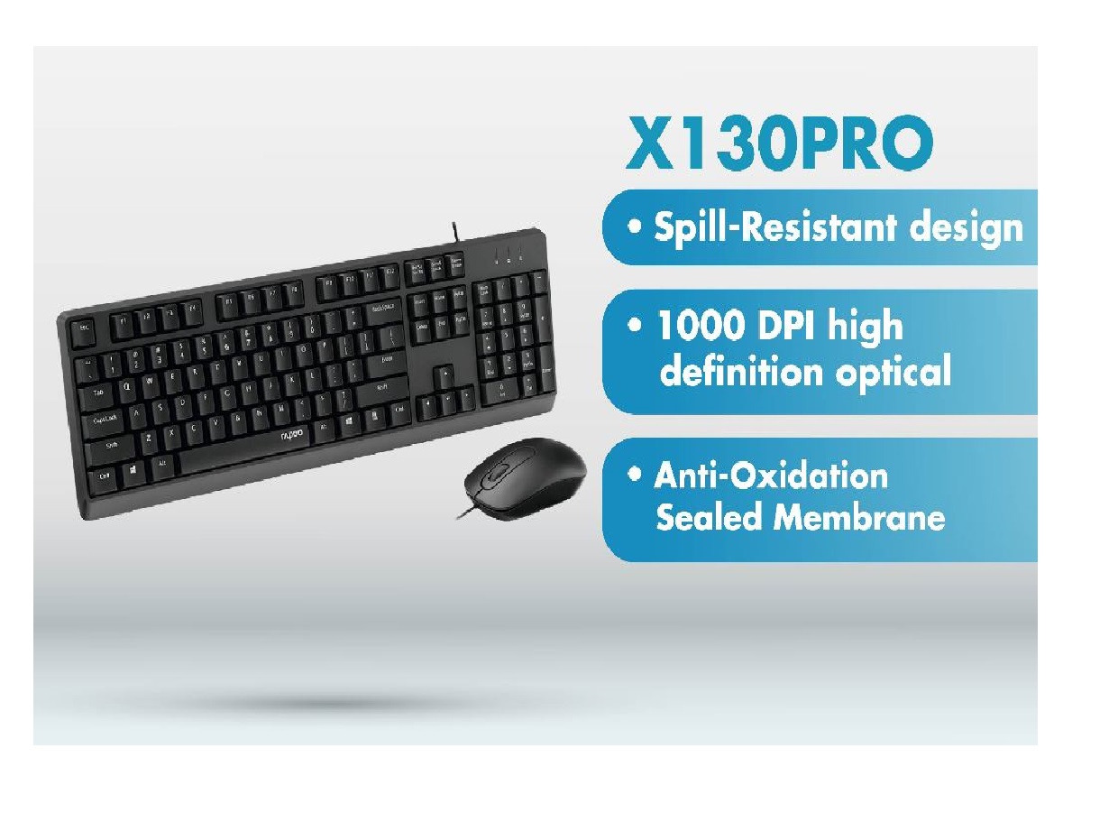 Rapoo X130PRO wired keyboard and mouse combo